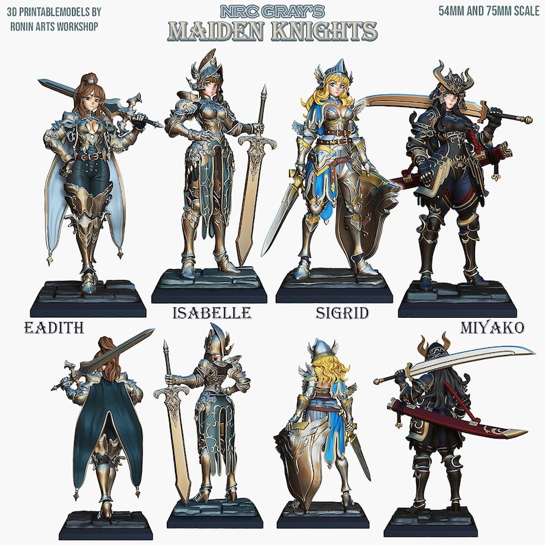 Maiden Knights Se 54mm/75mm Ronin Arts, Dungeons and Dragons Mini, RPG ...