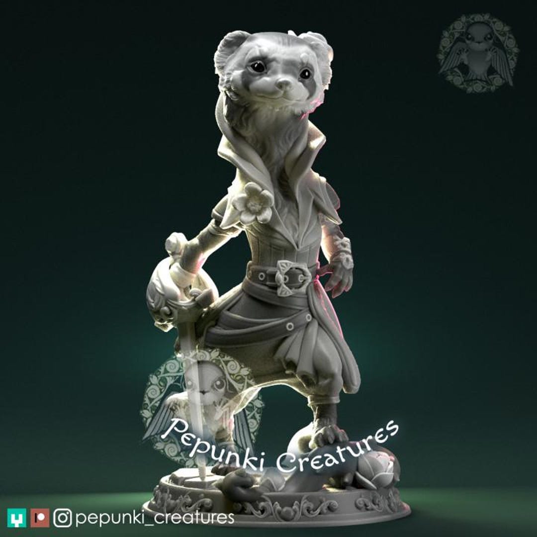 Rogue Ranger Ferret Lady - Tabletop or Display Scale - Resin Print ...