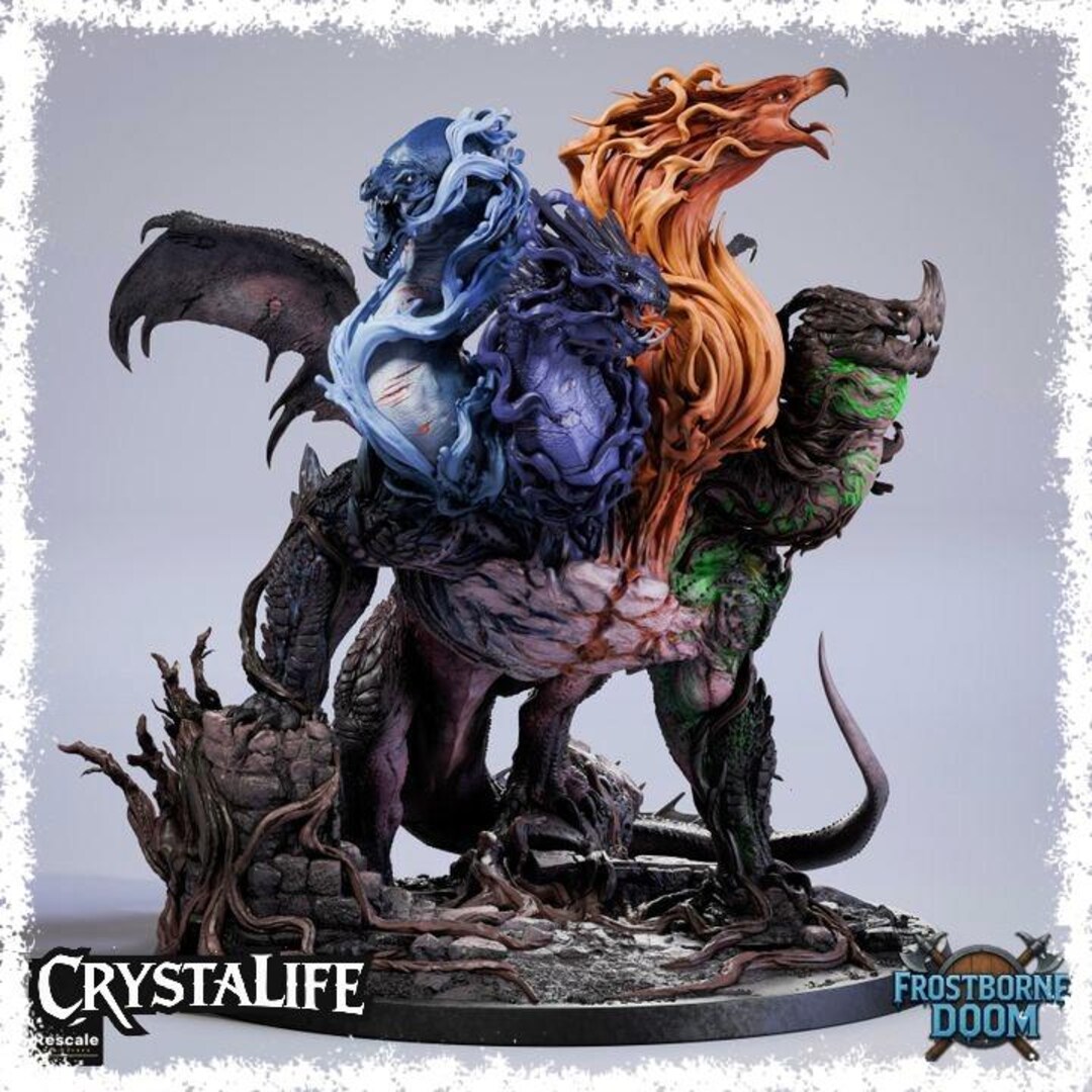 Elemental Dragon Four Headed Display Mini | Resin 3D Printed Elemental ...