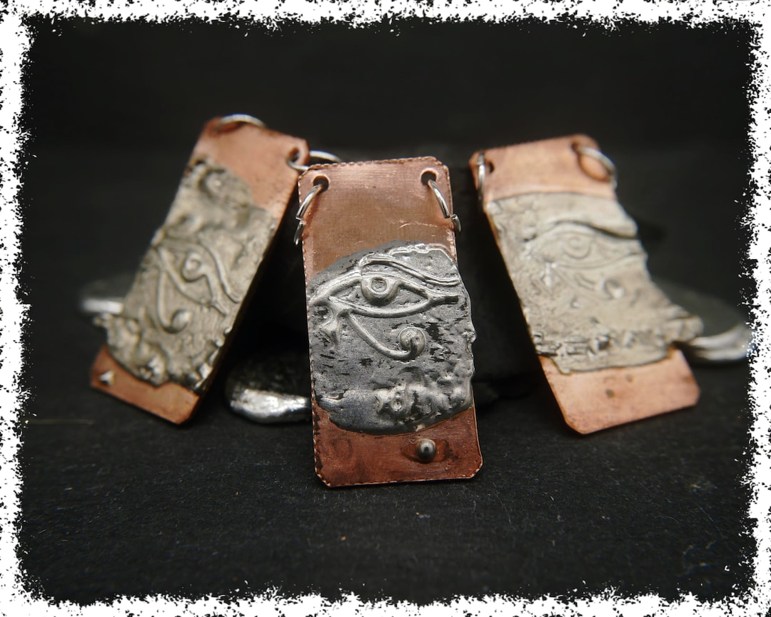 EYE OF HORUS Necklace Silver & Copper | Soldered Pendants , Silver ...