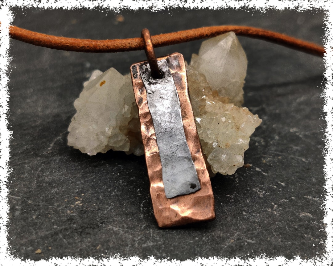 HAMMERED COPPER & STEEL - Industrial Necklace, Steampunk Necklace ...