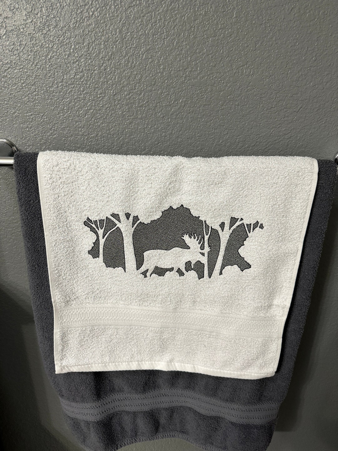 Moose Embossed Machine Embroidered Towel - Etsy