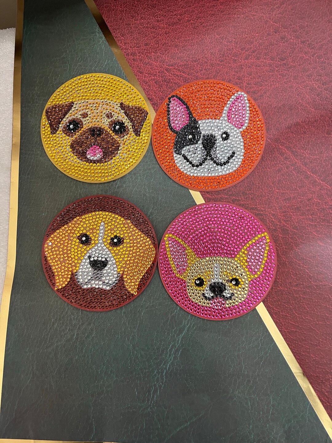 Handmade Set of 4 Dog Themed Coasters or Paw Print Coasters Comes With ...