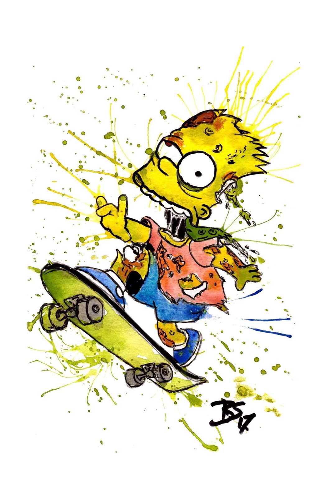 Zombie Bart Simpson Print - Etsy