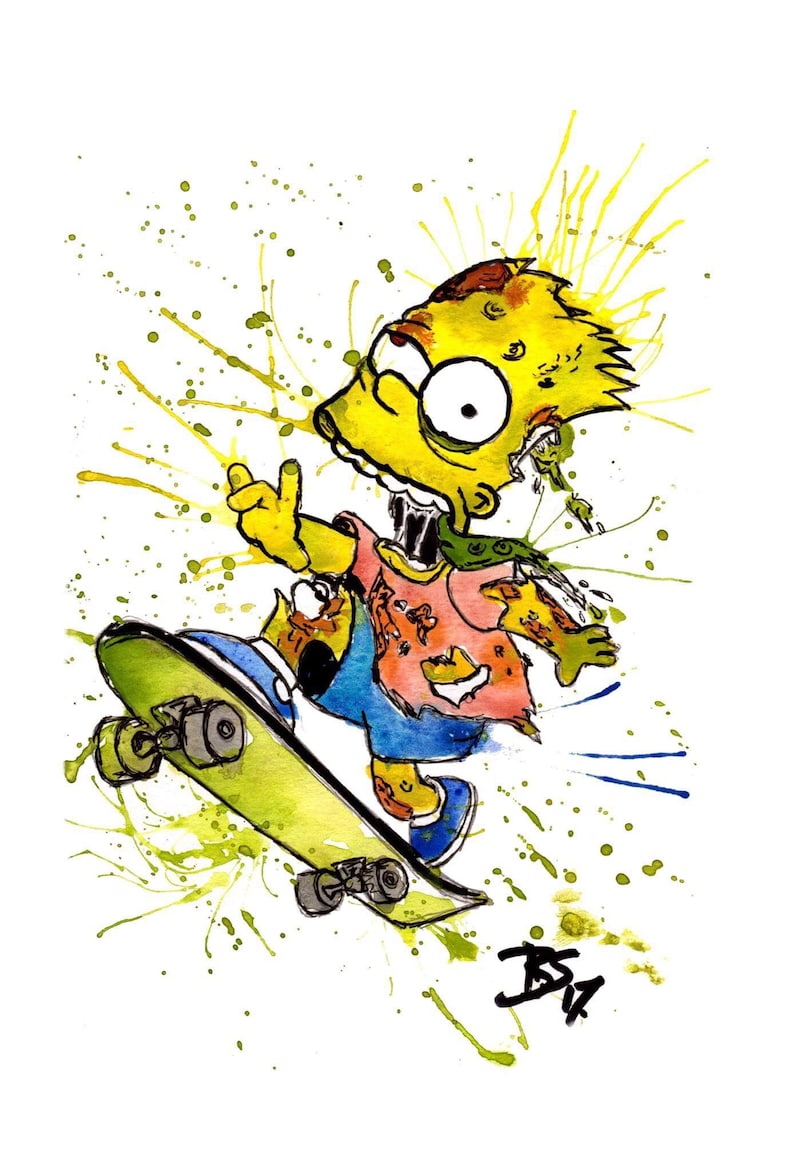 Zombie Bart Simpson Print - Etsy