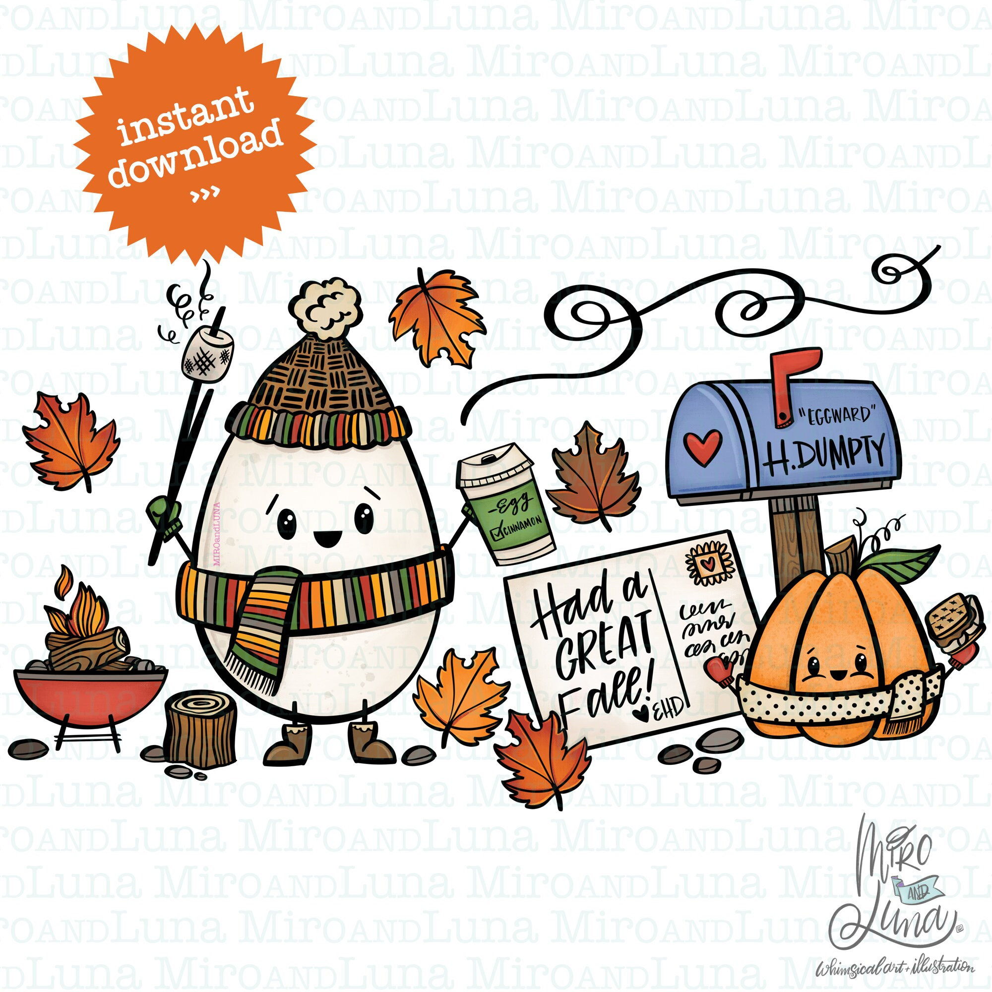 Humpty Dumpty Had A Great Fall Png INSTANT DOWNLOAD Images for Autumn ...