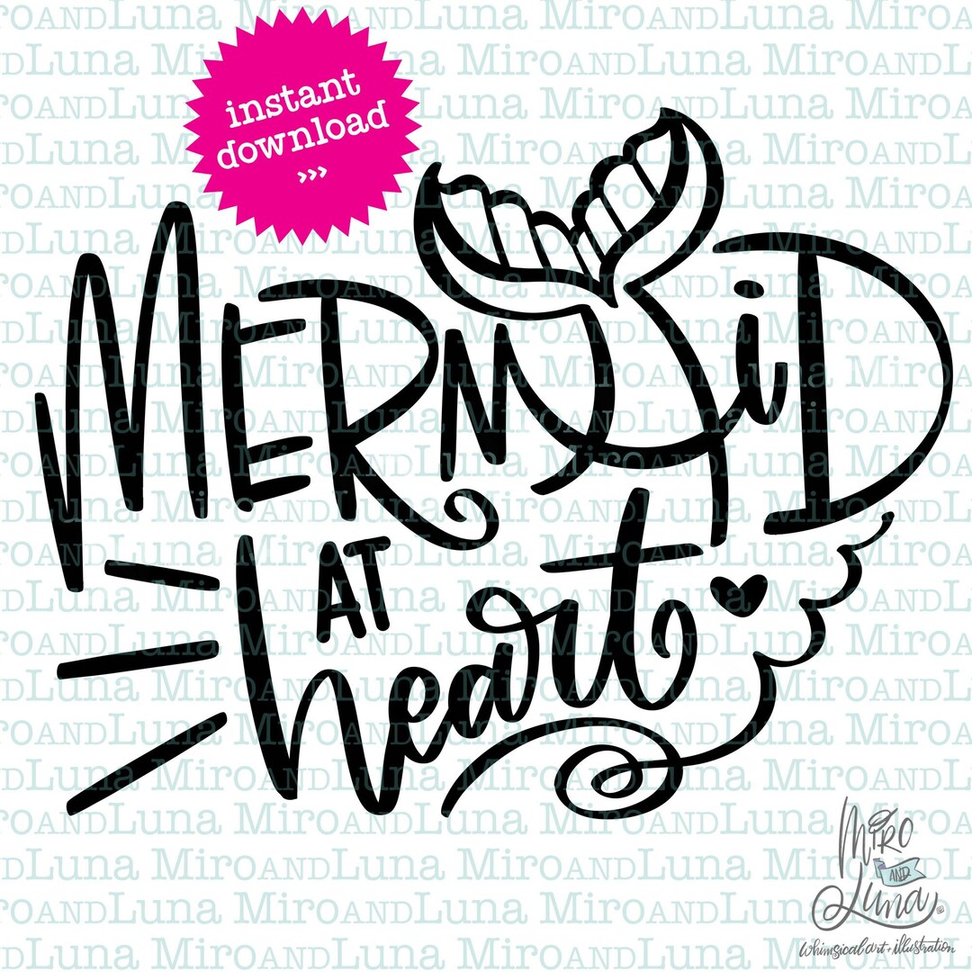 Mermaid Birthday Theme PNG T Shirt Idea Mermaid at Heart Saying Mermaid ...