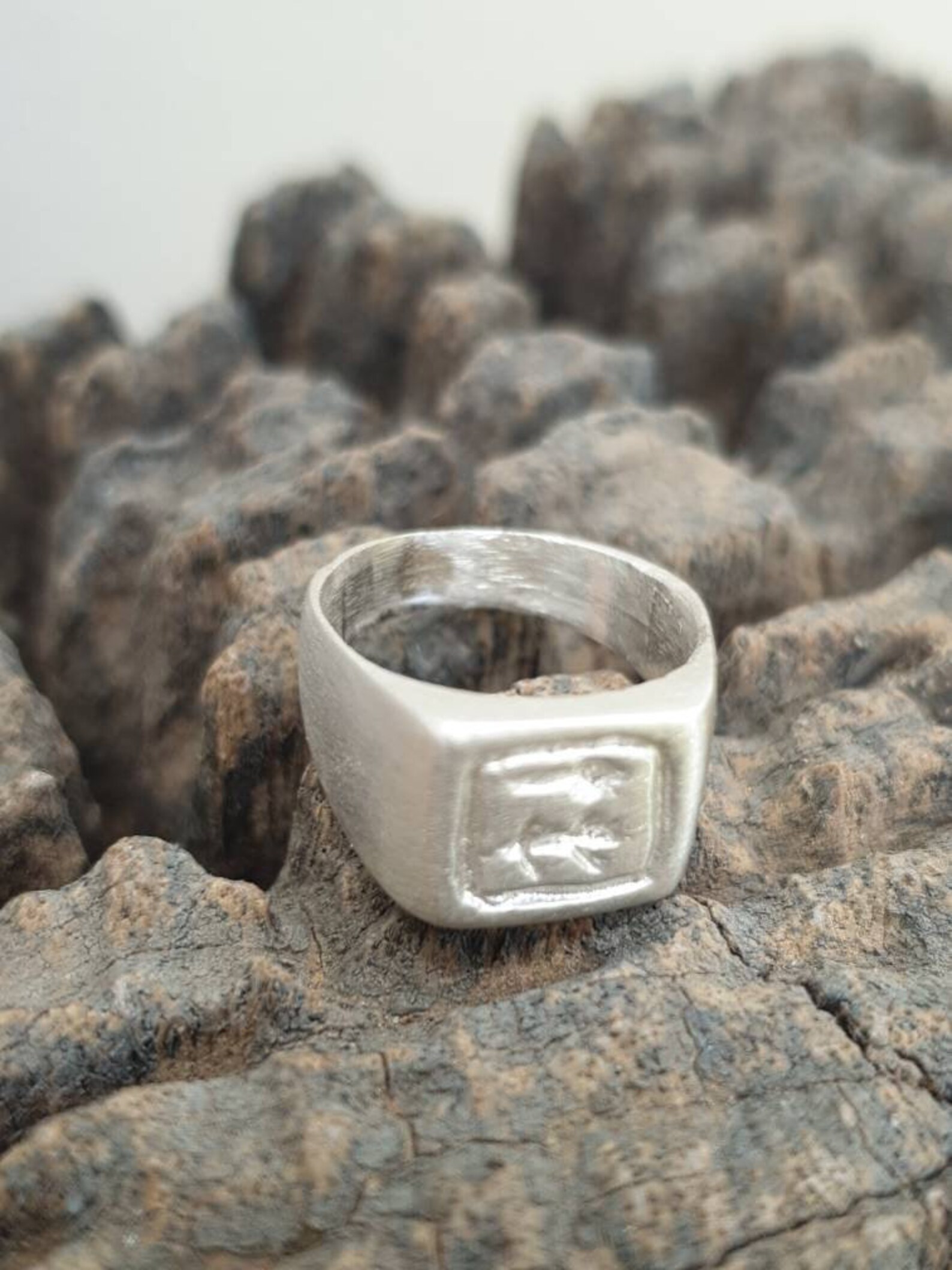 Sterling Silver Pinky Signet Ring: Handmade Square Stamp Ring - Etsy