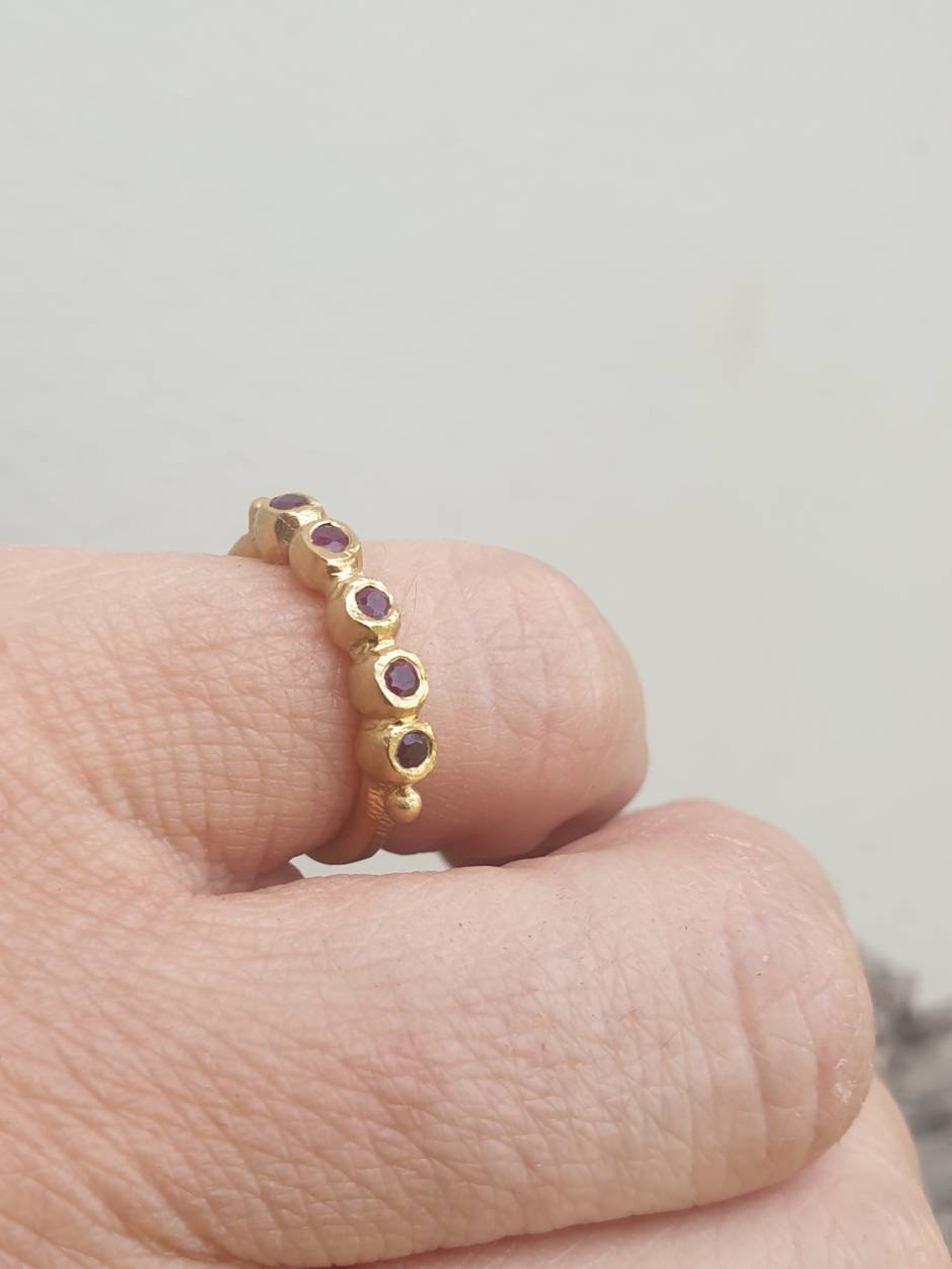 Gold rubies ring. Ruby ring. Gold ruby band ring. July | Etsy
