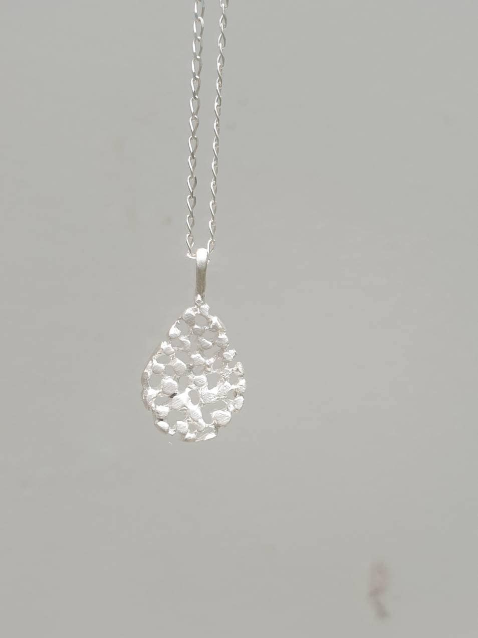 Sterling Silver Tear Drop Lace Pendant Necklace - Etsy