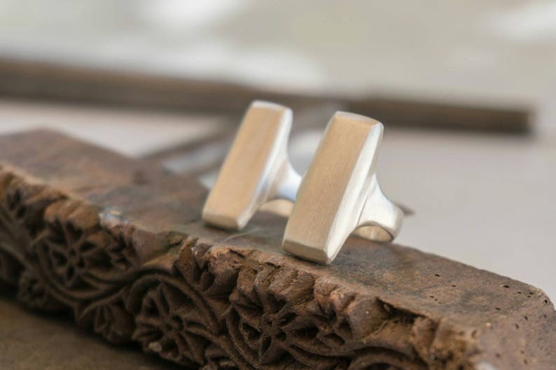 Rectangle Ring. Rectangle Silver Ring. Rectangular Silver | Etsy