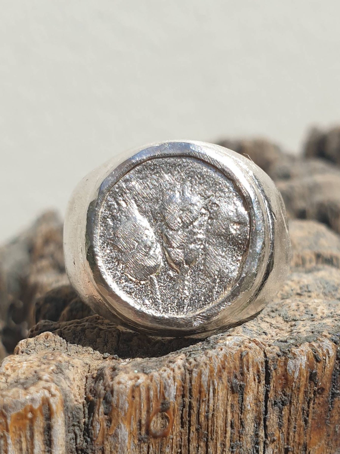 Signet ring. Coin ring. Silver seal ring. Brass coin. Signet | Etsy