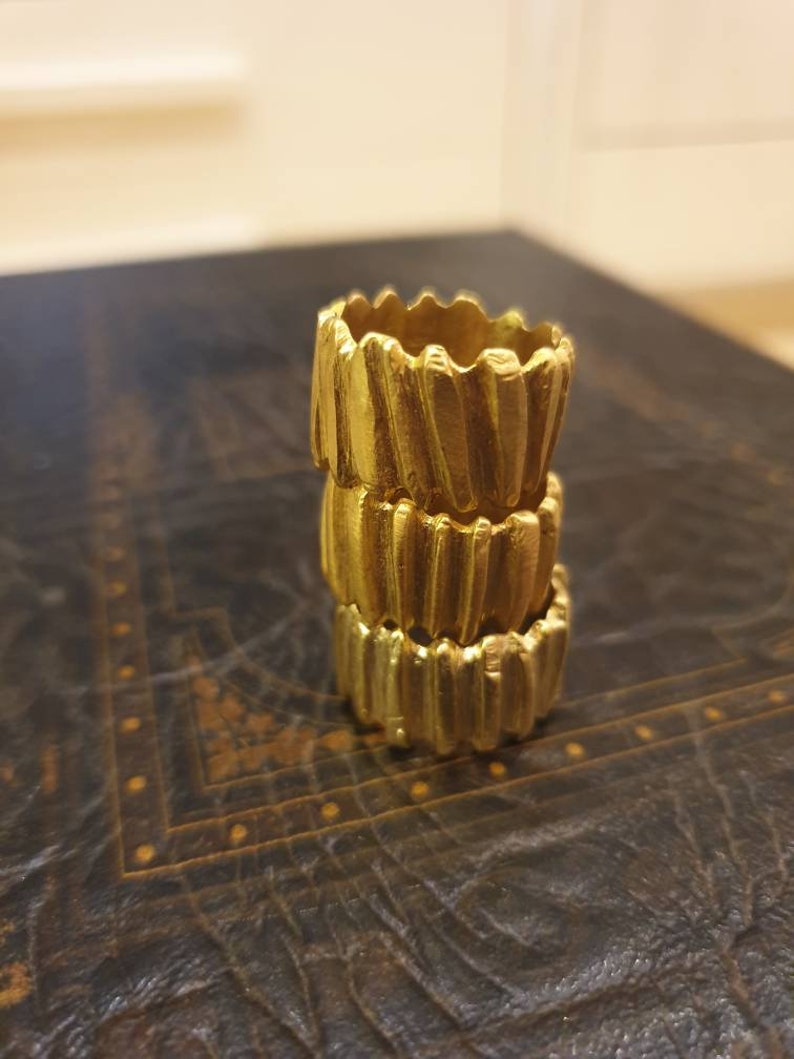 Textured Band Ring. Rustic Gold Ring. Solid Wide Band. - Etsy