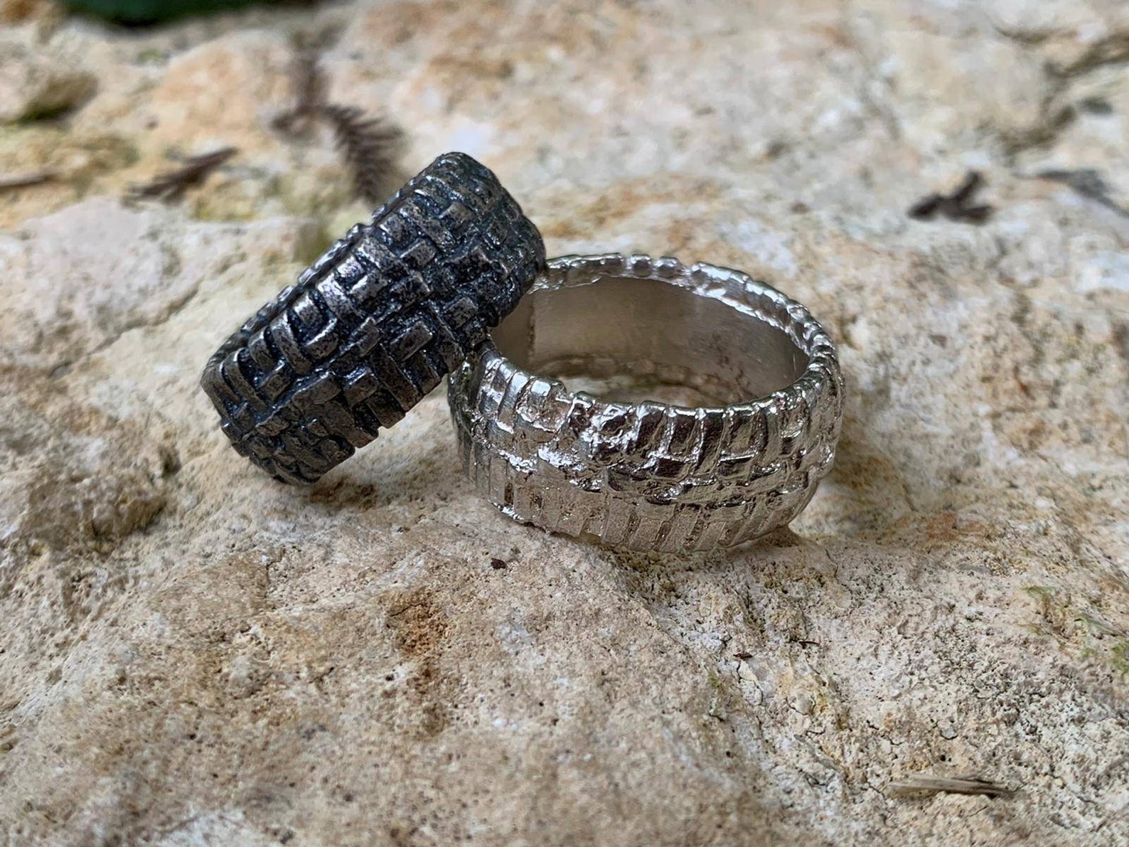 Silver textured band ring. Weaved ring. Rustic silver Ring. | Etsy