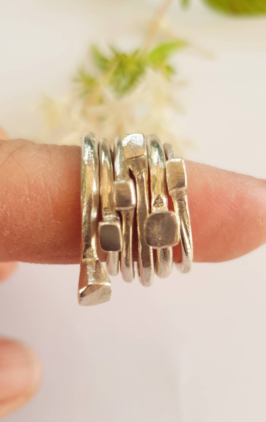 Sterling Silver Stacking Rings Set. Set of Three. Square Rings ...