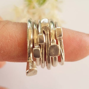 Sterling Silver Stacking Rings Set. Set of Three. Square Rings ...