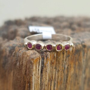 Silver Rubies Ring. Ruby Ring. Silver Ruby Band Ring. July Birthstone ...