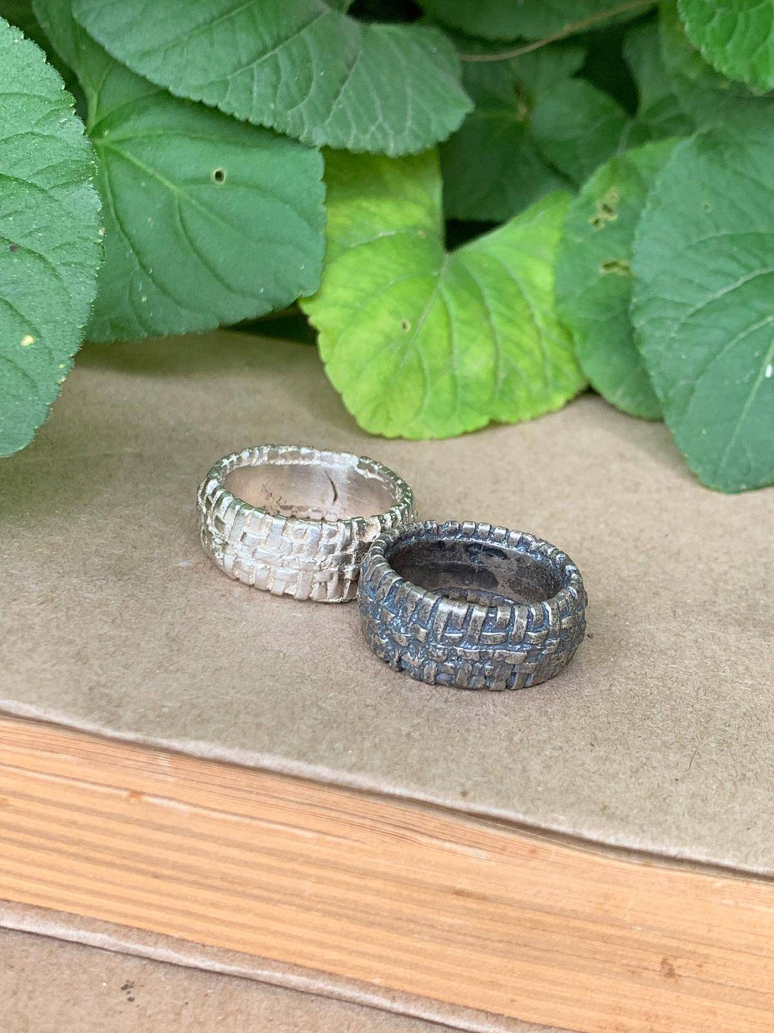Silver textured band ring. Weaved ring. Rustic silver Ring. | Etsy