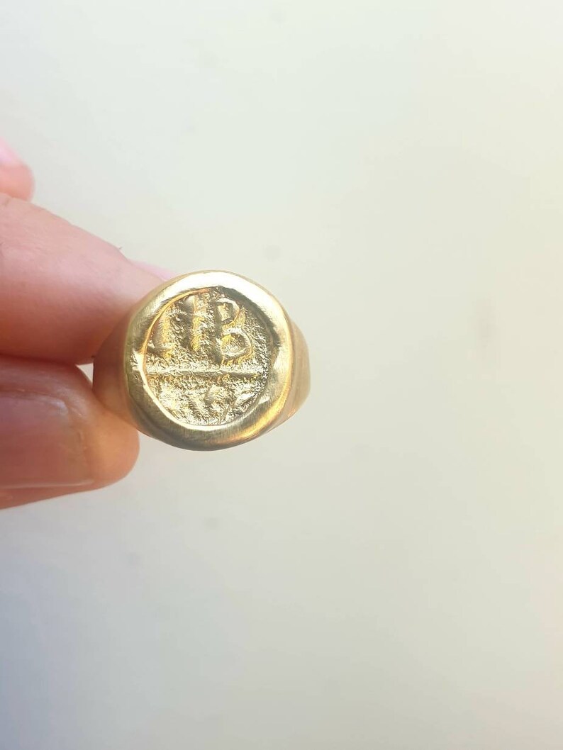 Gold Signet Ring. Coin Gold Seal Ring. Stamp Ring. Signet Coin - Etsy