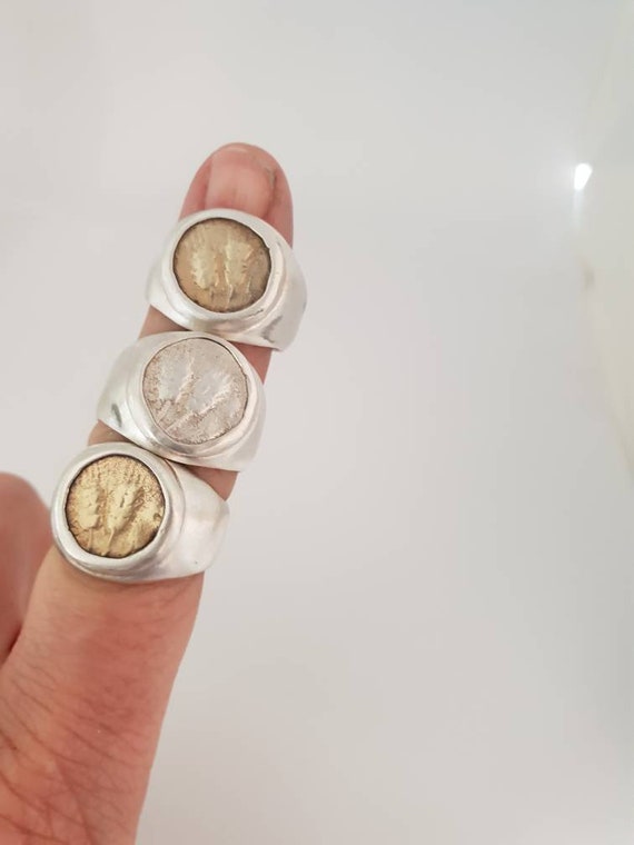 Signet Ring. Coin Ring. Silver Seal Ring. Brass Coin. Signet | Etsy
