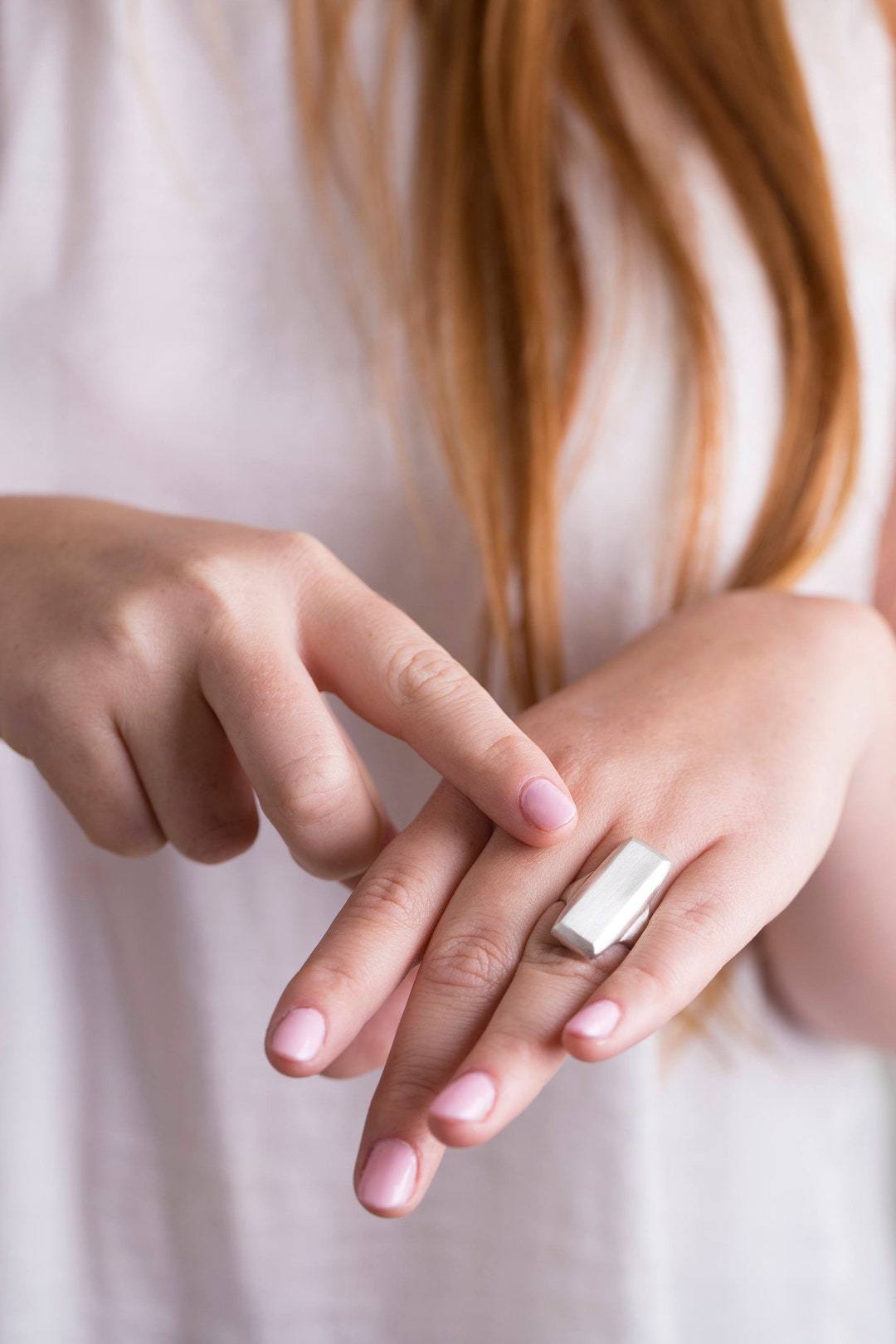 Rectangle Ring. Rectangle Silver Ring. Rectangular Silver Statement ...