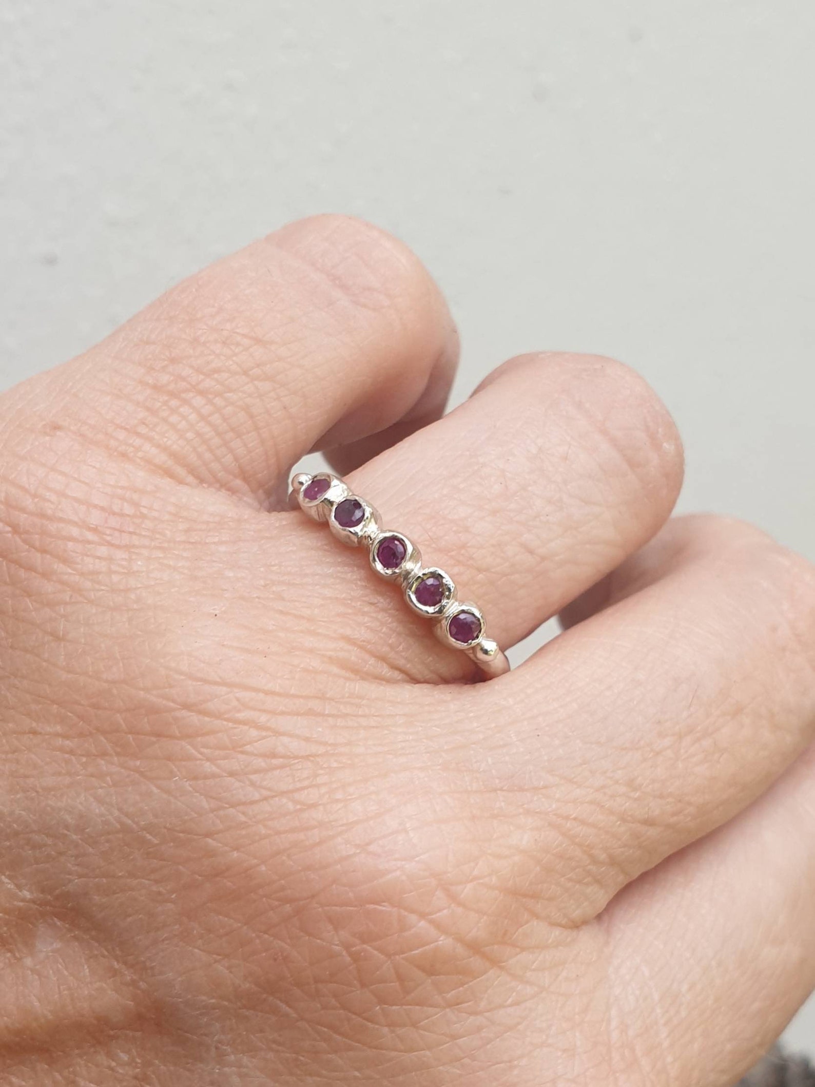 Silver Rubies Ring. Ruby Ring. Silver Ruby Band Ring. July - Etsy