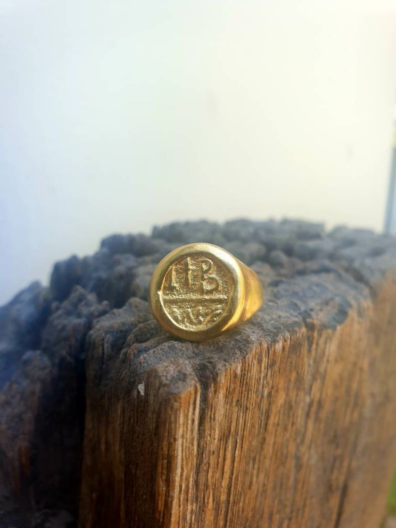 Gold Signet Ring. Coin Gold Seal Ring. Stamp Ring. Signet Coin - Etsy