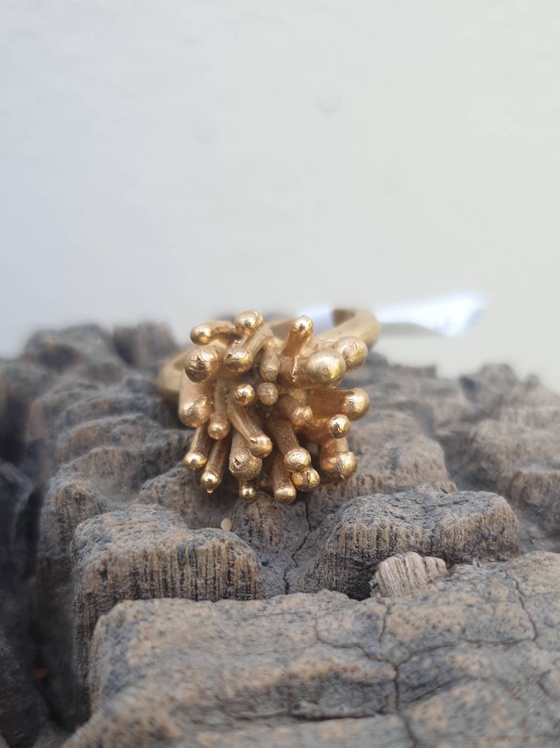Statement gold splinter ring. Rough splinters ring. Gold big | Etsy