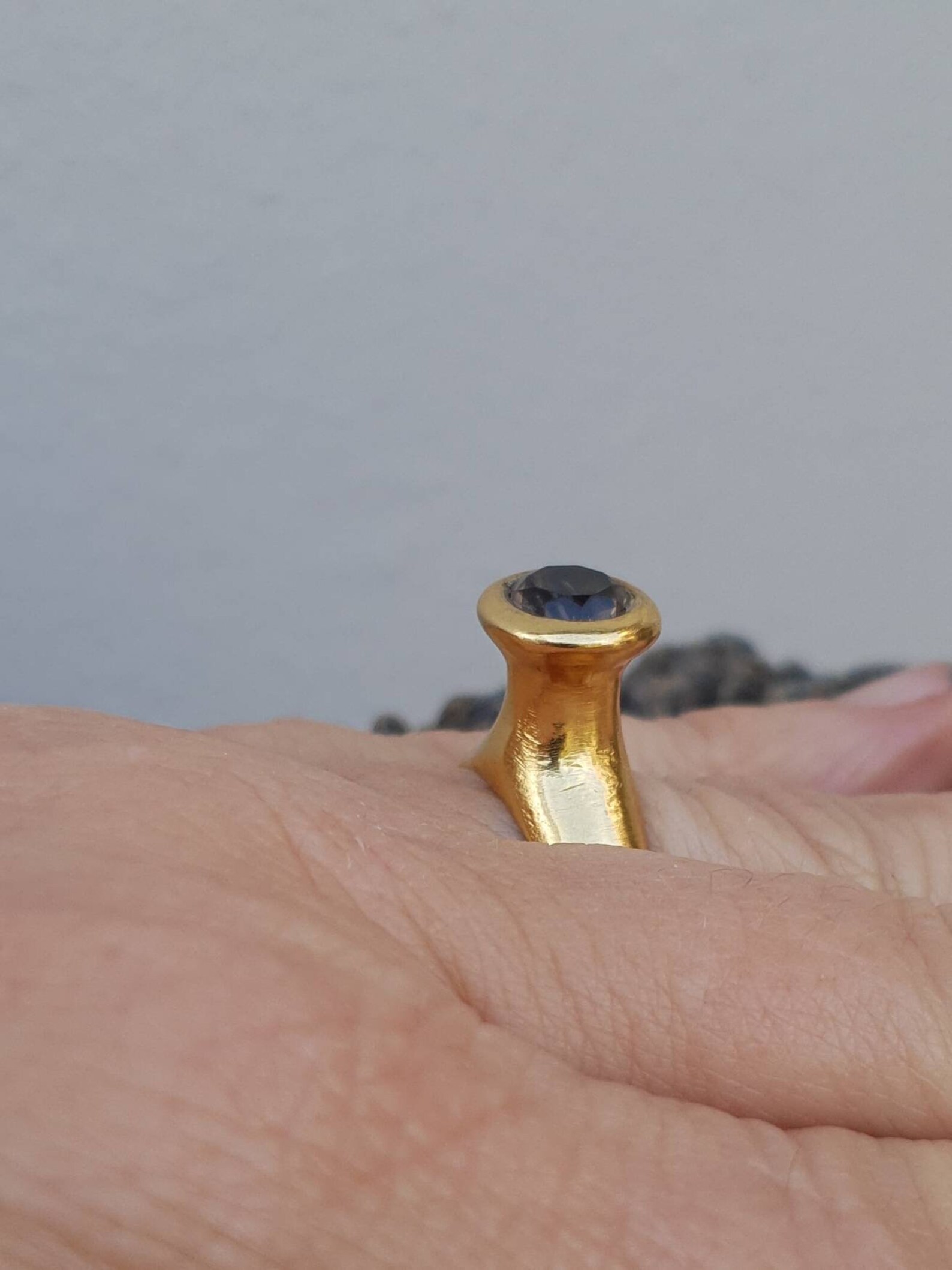 Gold Long Neck Smoky Quartz Ring. Classic Gold Ring. - Etsy