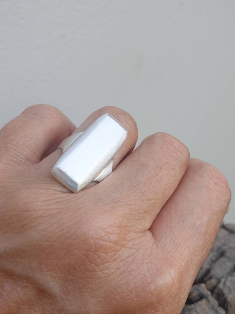 Rectangle Ring. Rectangle Silver Ring. Rectangular Silver | Etsy