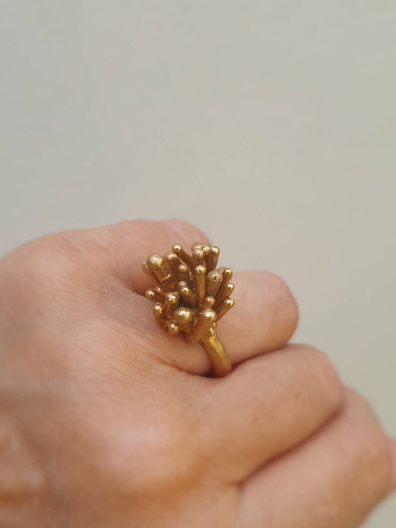 Statement gold splinter ring. Rough splinters ring. Gold big | Etsy