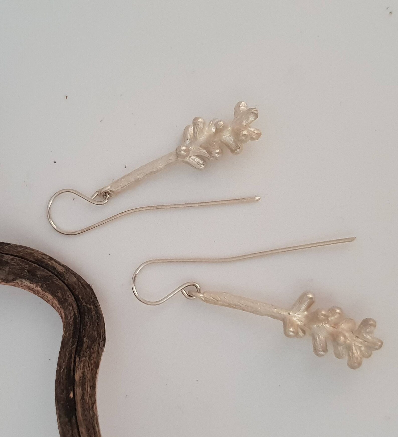 Silver branch earrings. Twig earrings. Woodland earrings. | Etsy