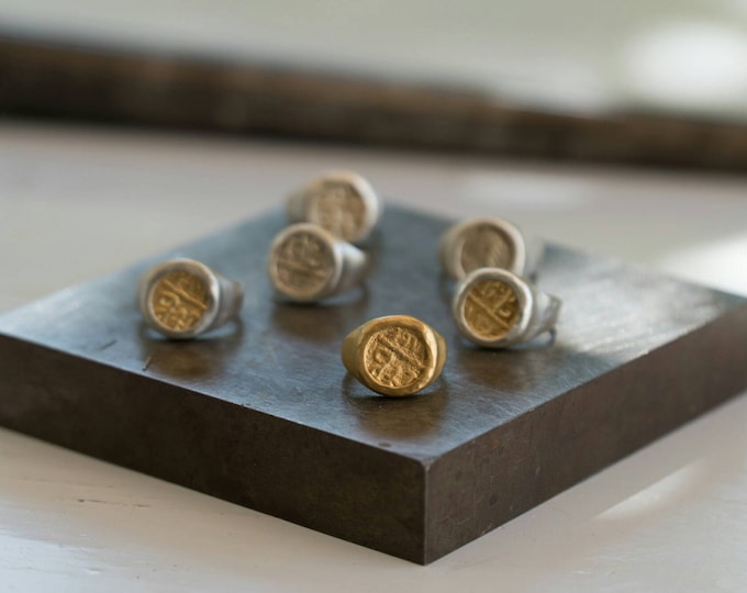 Coin Silver Seal Ring. Signet Ring. Stamp Ring. Signet Coin Delicate ...