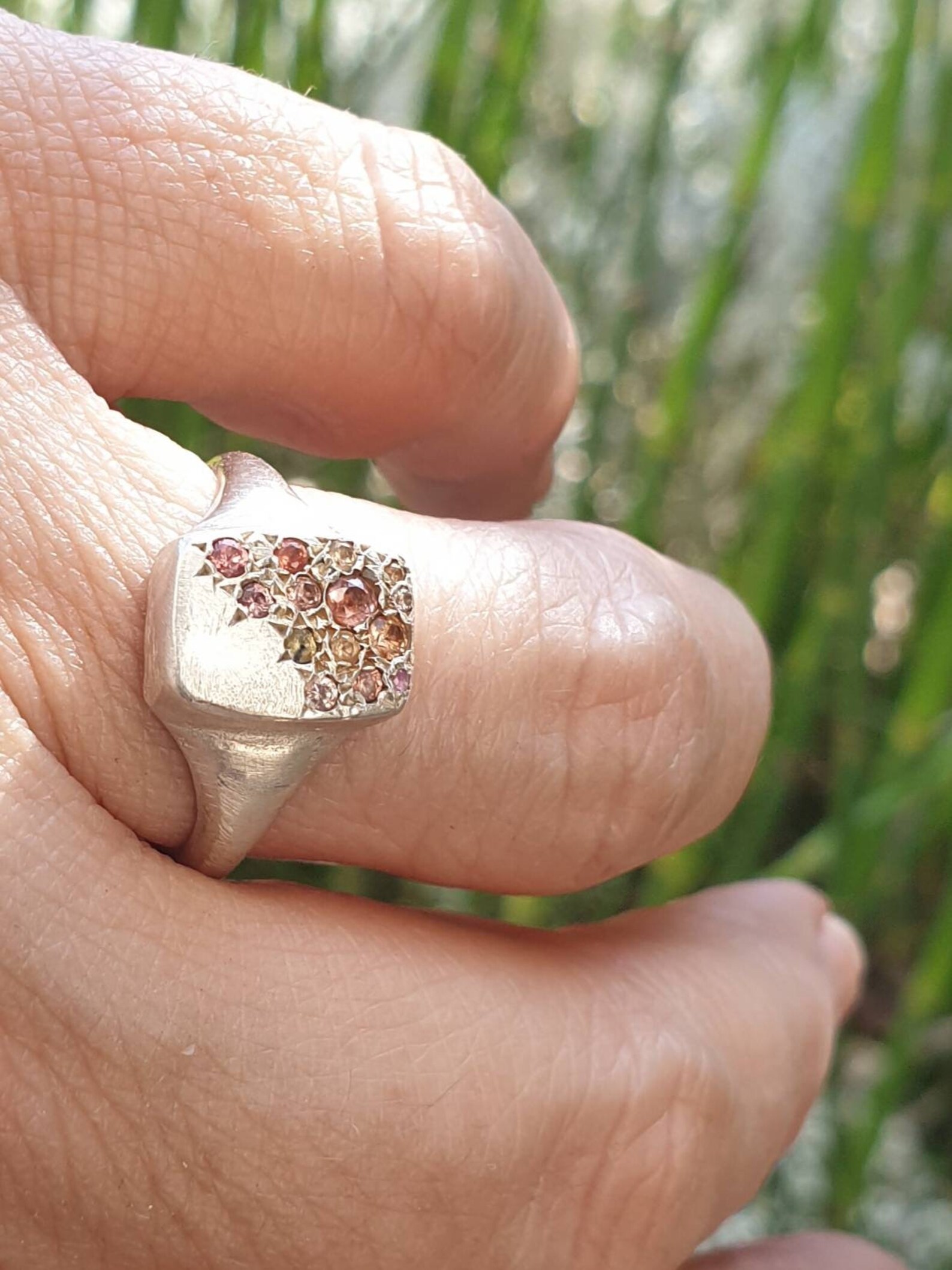 Square Saphire Ring. Sterling Silver Rectangular Pinky Ring. | Etsy