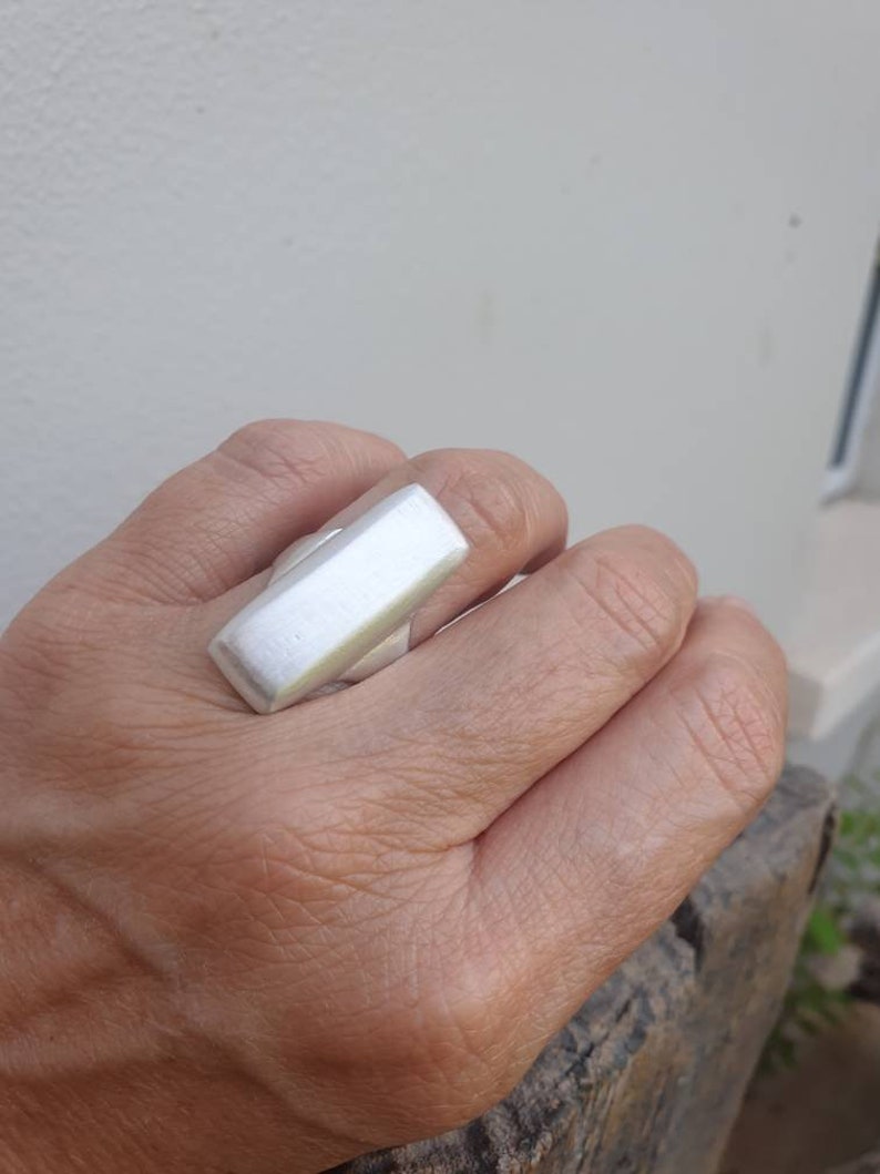 Rectangle Ring. Rectangle Silver Ring. Rectangular Silver | Etsy