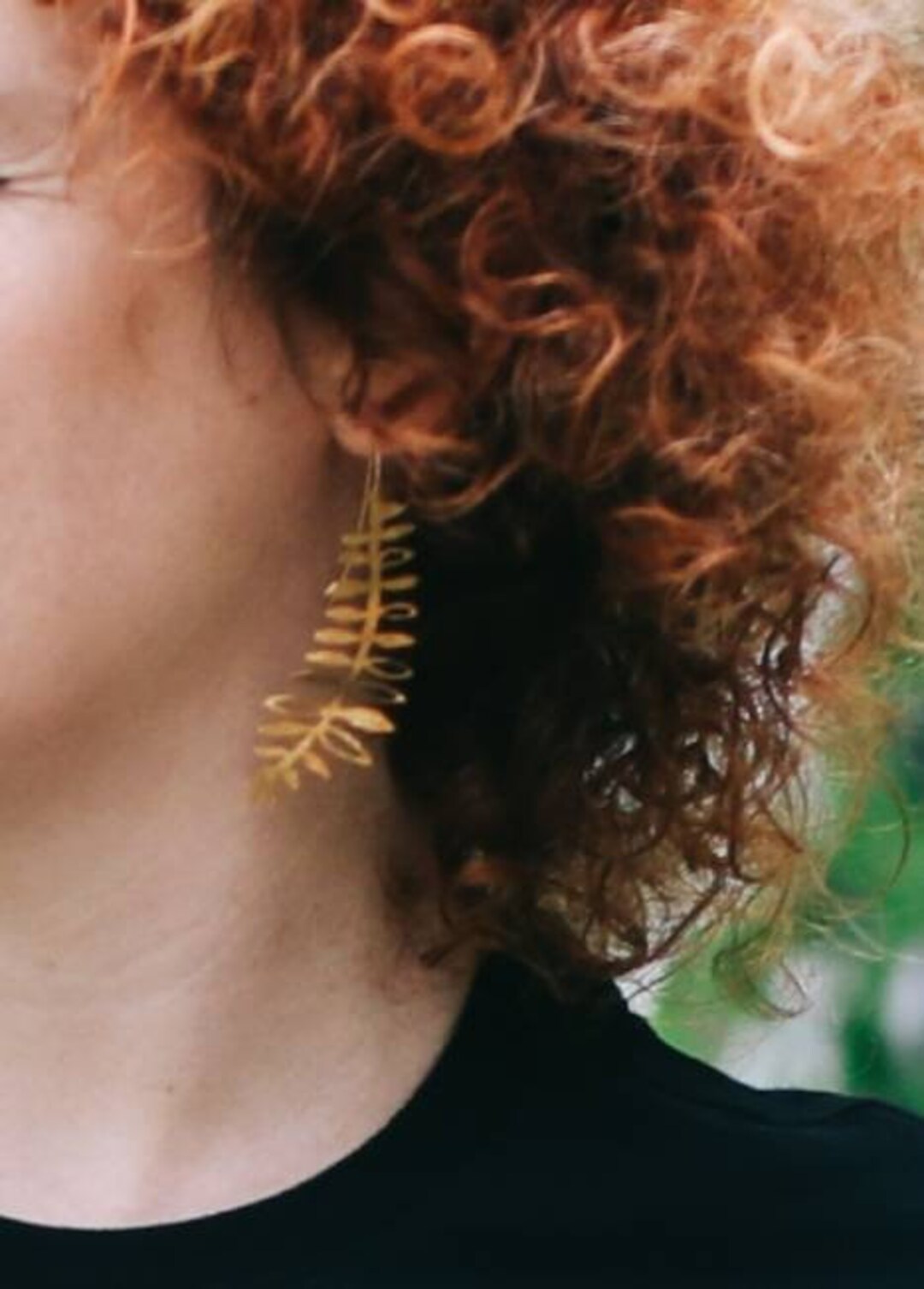 Long Gold Leaf Earrings. Falling Leaves. Statement Earings. Dangle ...