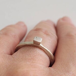 Sterling Silver Square Head Ring. Delicate Square Ring. Stackable ...