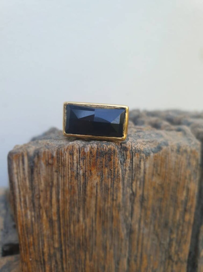 Onyx Ring. Rectangle Ring. Gold Big Ring. Gemstone Statement | Etsy