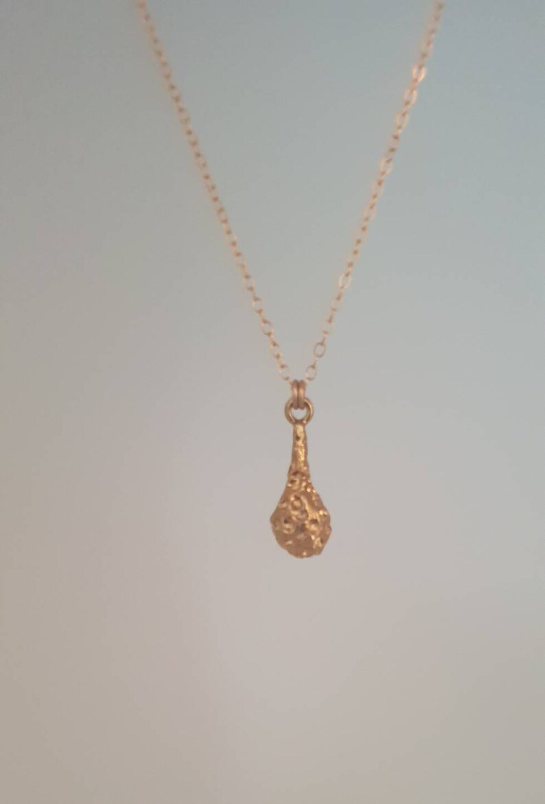 Gold Tear Drop Necklace. Designer Textured Drop Pendant. Tiny - Etsy Israel
