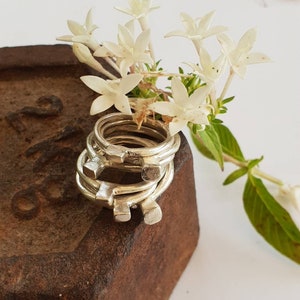 Sterling Silver Stacking Rings Set. Set of Three. Square Rings ...