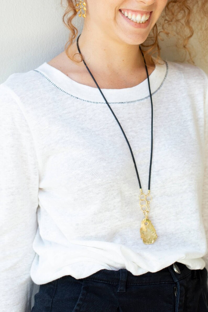 Gold Statement Pendant Necklace. A Long Pendant Necklace. Long - Etsy