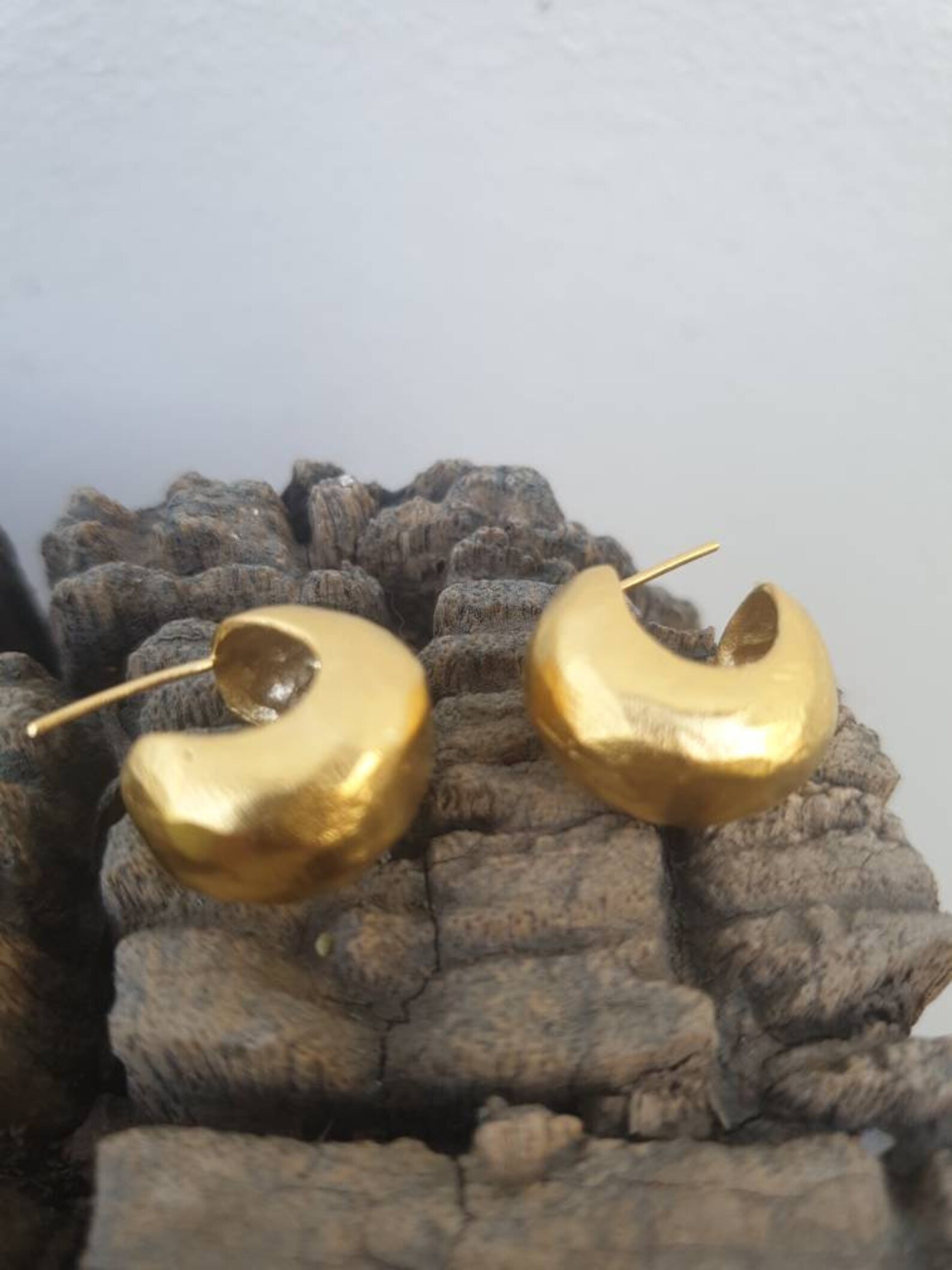 Chunky hoop earrings. Chunky Wide hoops. Gold hoops. Stud hoop | Etsy