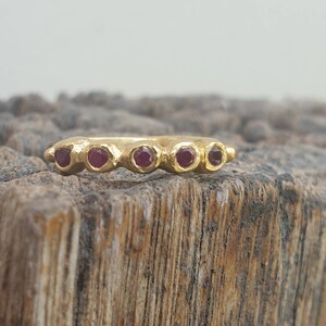 Gold Rubies Ring. Ruby Ring. Gold Ruby Band Ring. July Birthstone Gem ...