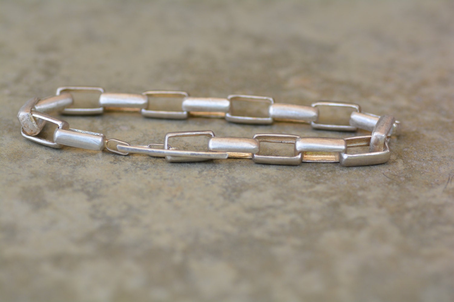 Stering Silver Chain Bracelet. Rectangl Bracelet. Silver - Etsy Israel