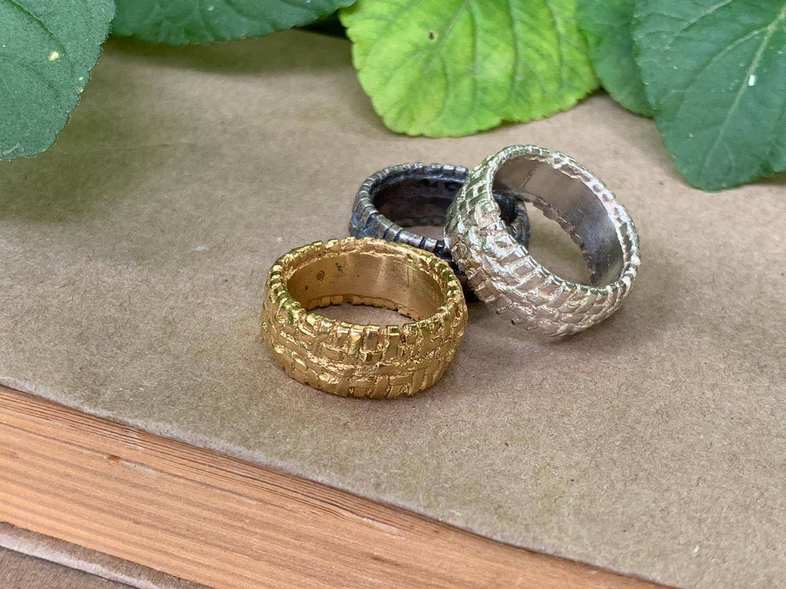 Silver textured band ring. Weaved ring. Rustic silver Ring. | Etsy