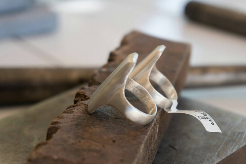 Rectangle Ring. Rectangle Silver Ring. Rectangular Silver | Etsy