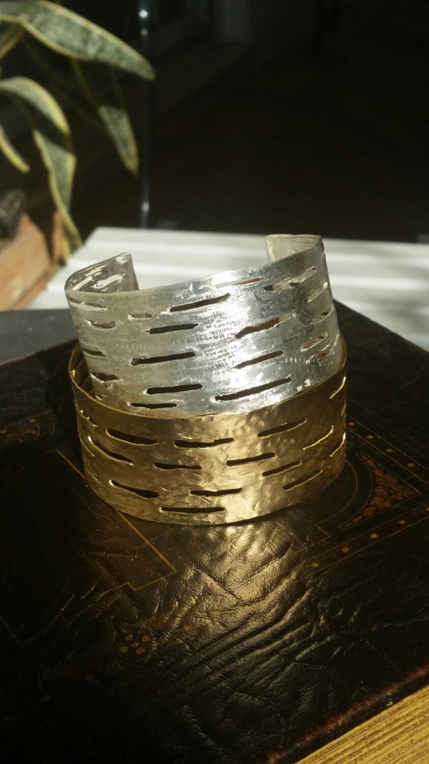 Hammered Gold Bangle bracelet Gold Statement Bracelet Cuf. | Etsy