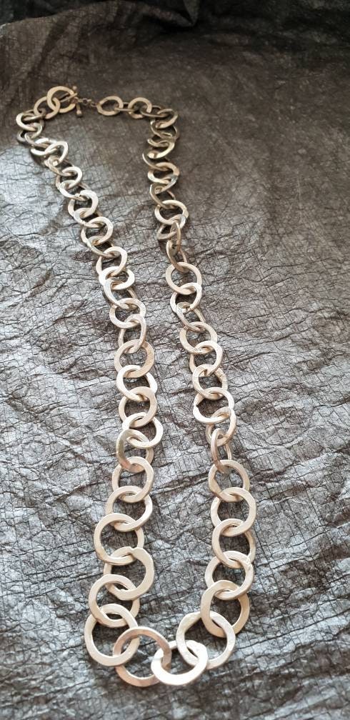 One of a Kind Fine Silver Chain. Rustic Silver Handmade Chain - Etsy Israel