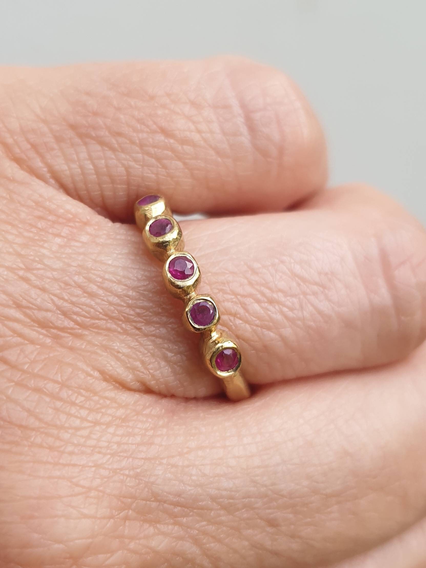 Gold rubies ring. Ruby ring. Gold ruby band ring. July | Etsy