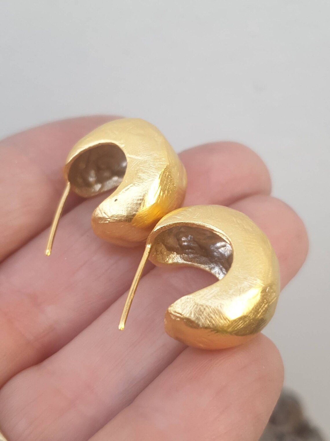 Chunky hoop earrings. Chunky Wide hoops. Gold hoops. Stud hoop | Etsy